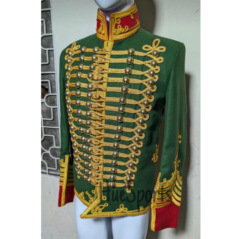 Green Napoleonic Hussar Jacket for Men | Jimi Hendrix Military Tunic ...