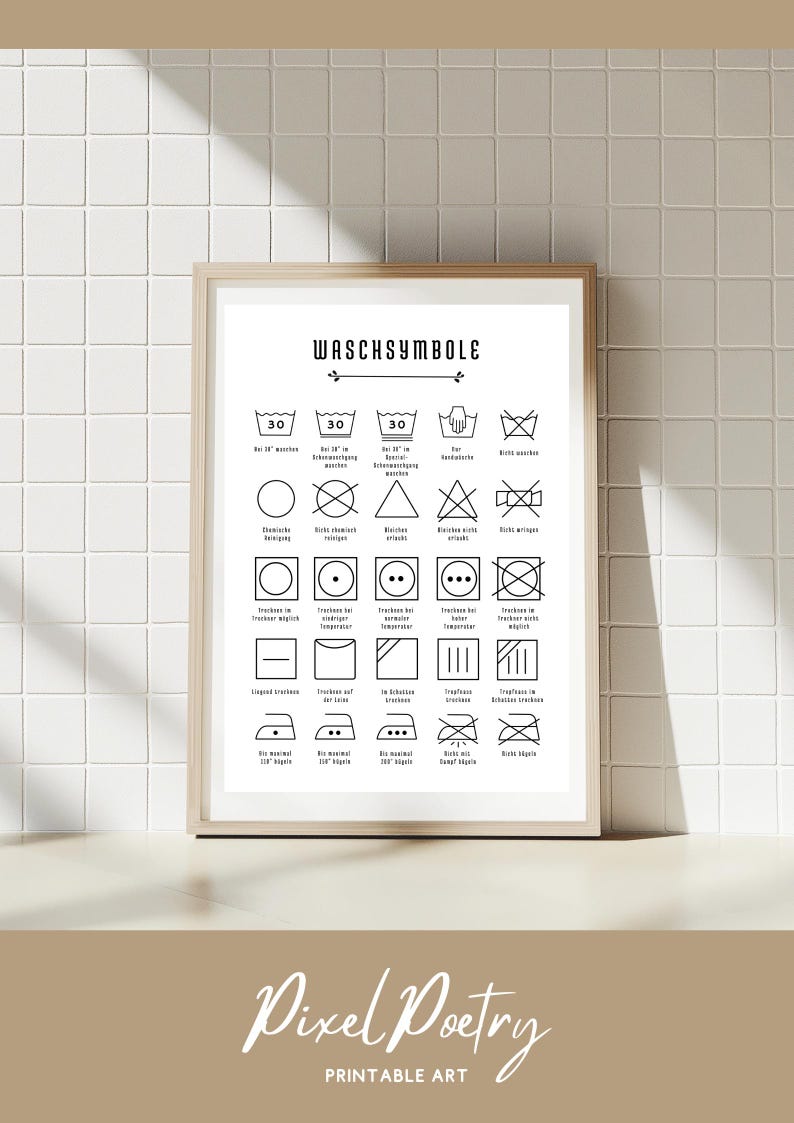 Washing Instructions / Washing Symbols German for Self-printing - Etsy