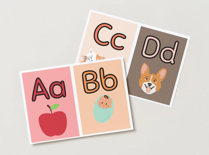 Printable Alphabet Poster & Flashcards ABC Chart for Kids Upper and ...