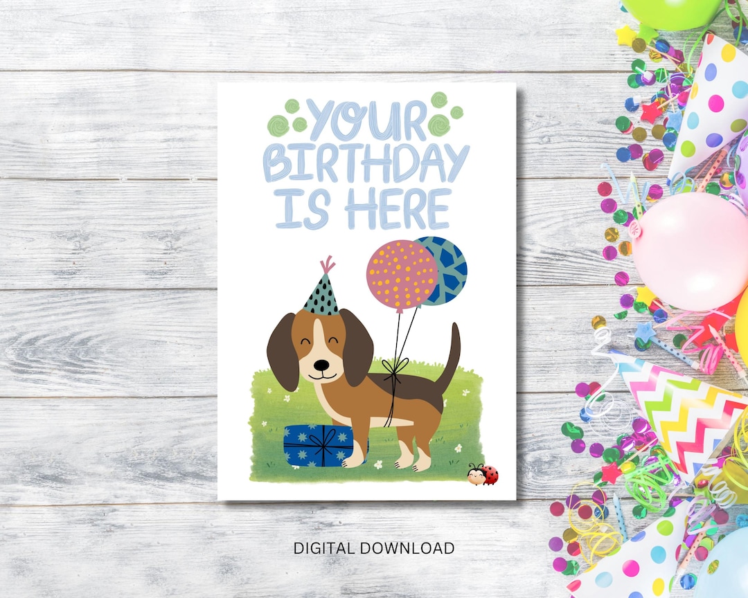 Printable Dog Birthday Card / Dog Birthday Card / Cupcake Birthday Card ...
