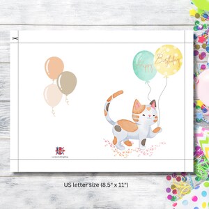 Printable Cat Birthday Card / Cat Birthday Card / Cute Cat Card / Print ...