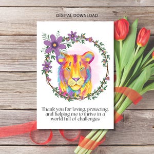 Printable Greeting Card / Mother's Day Card / Lion Card / Lioness Card ...