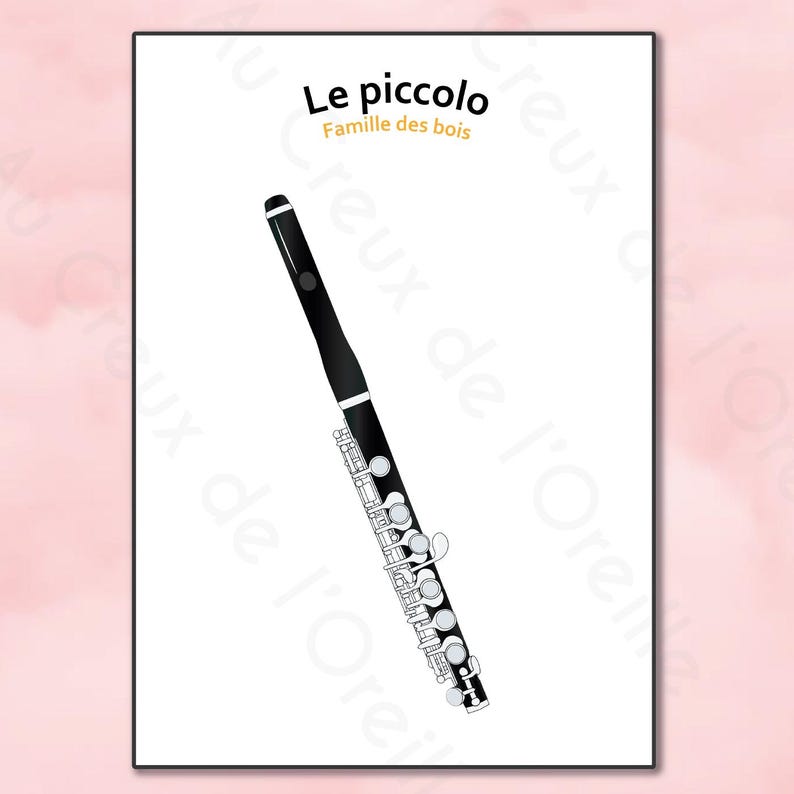 Piccolo Colored Sheet | Printable PDF | JPG | PNG | Musical Instrument ...