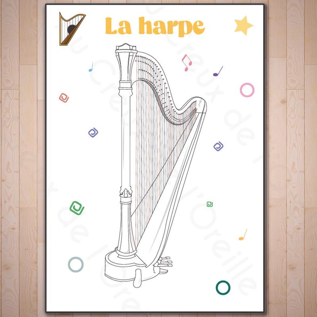 Harp Educational Sheet | Printable PDF | JPG | PNG | Musical Instrument ...