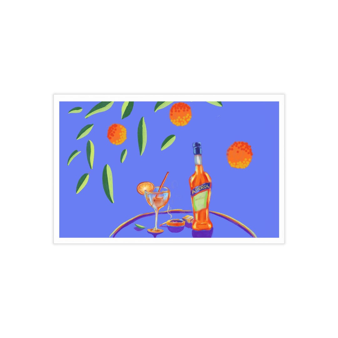 Aperol Spritz and Orange Tree Glass Art, English Text, Business Cards ...