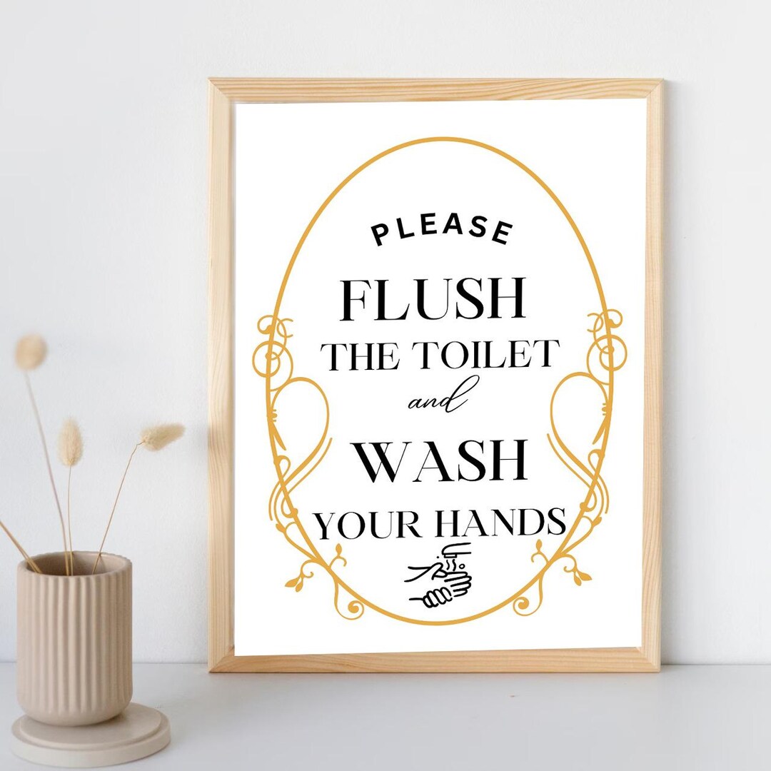 Flush Only Toilet Paper Sign, Bathroom Printable for Airbnb, Office ...