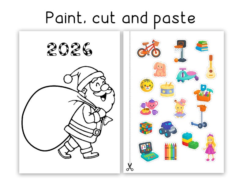 Christmas Cut and Paste Worksheets for Kids | Santa Claus Craft ...