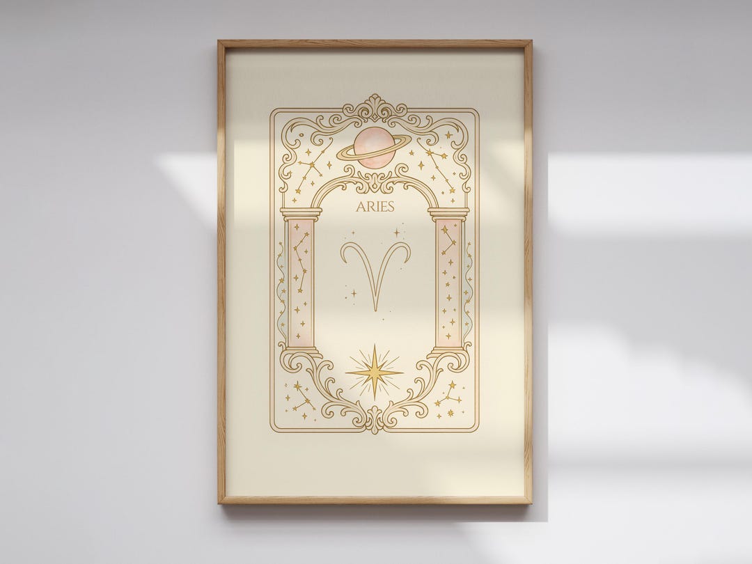 Aries Printable Poster, Neutral Zodiac Decor, Minimal Celestial Print ...