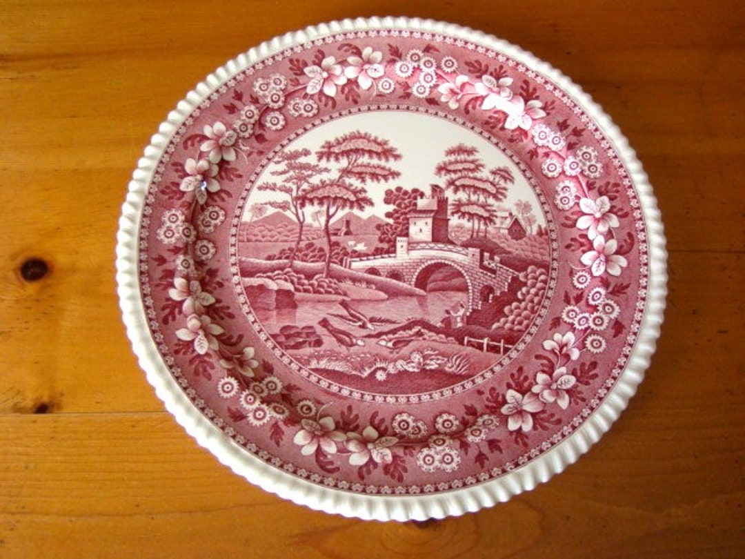 Large Vintage Copeland SPODE Pink Tower 15 CHOP PLATE or Platter, Old ...