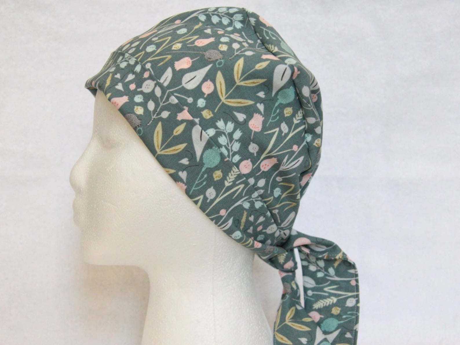 Scrub Cap Surgical Hat Grey Tie Back Scrub Hat Scrub Hat | Etsy