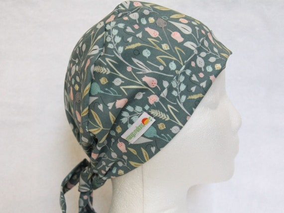 Scrub Cap Surgical Hat Grey Tie Back Scrub Hat Scrub Hat | Etsy