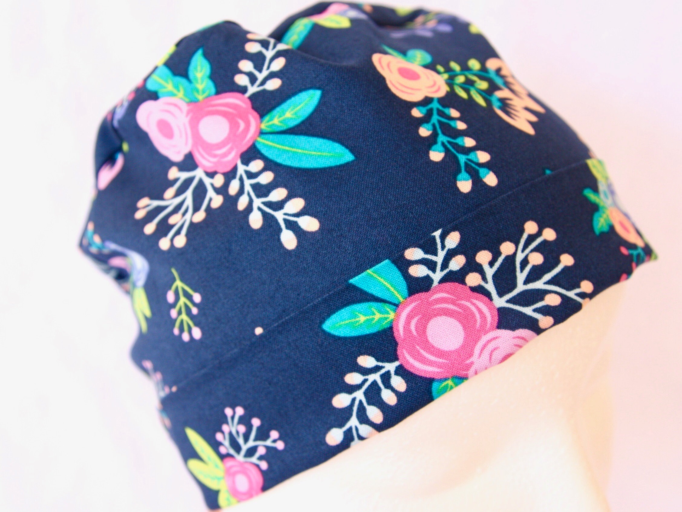 Scrub Cap Surgical Hat Modern Blue Blue Floral Scrub Caps | Etsy