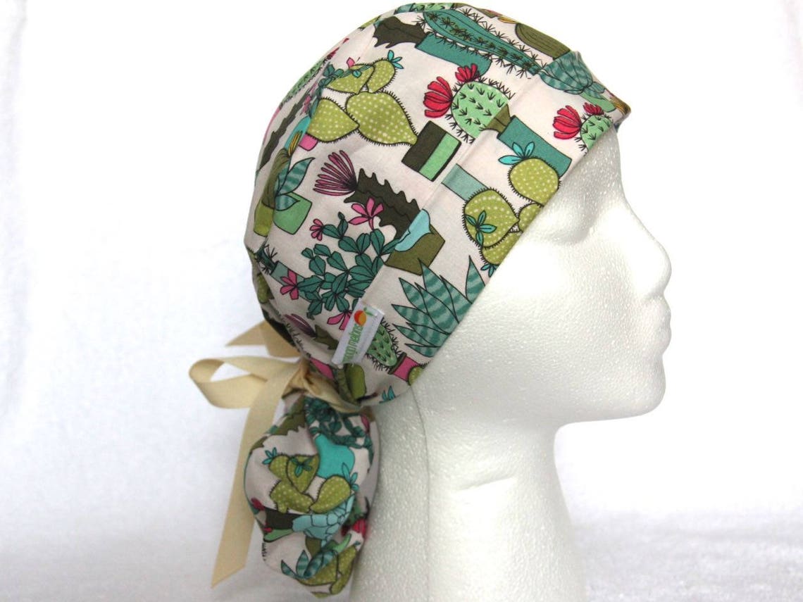 Surgical Ponytail Scrub Cap Cactus Pony Tail Scrub Cap - Etsy