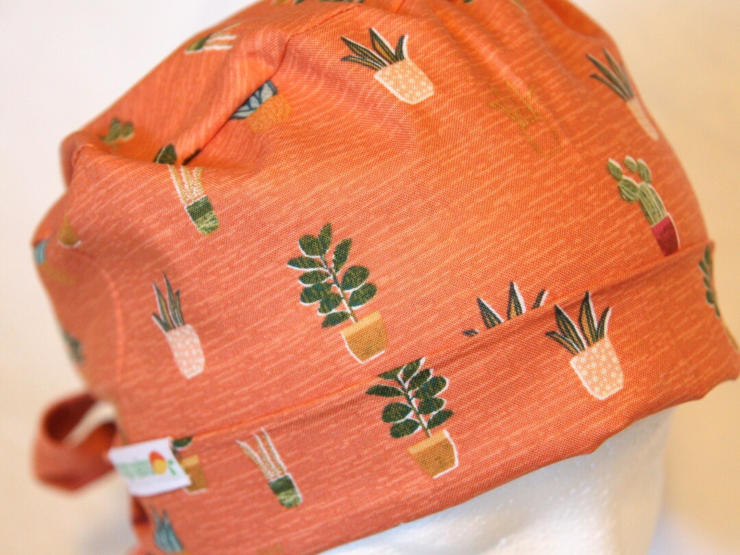 Scrub Cap, Surgical Scrub Cap, Cactus, Succulent, Tie Back Scrub Hat ...