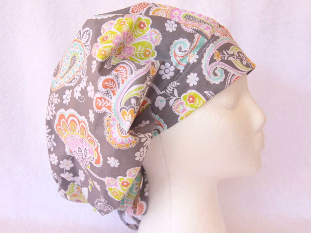 Bouffant Surgical Scrub Hat, Scrub Cap for Woman, Ties Into a Ponytail ...