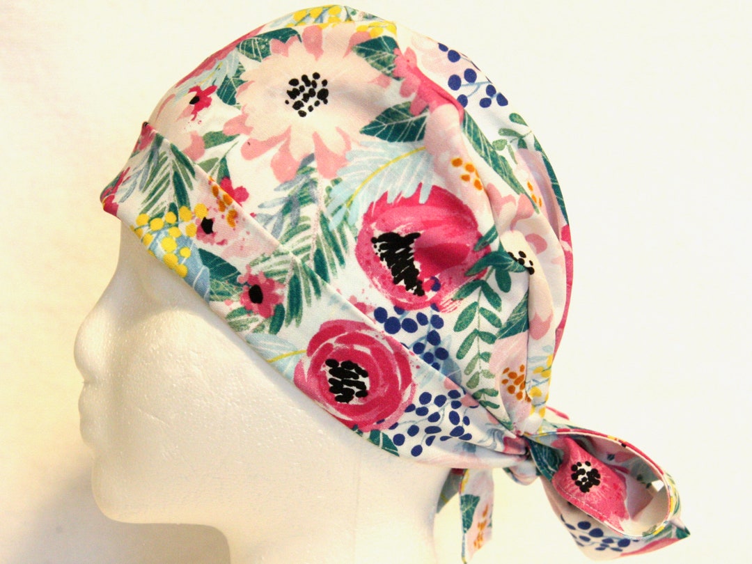 Scrub Cap, Surgical Hat, White, Tie Back Scrub Hat, Scrub Hat, Scrub ...