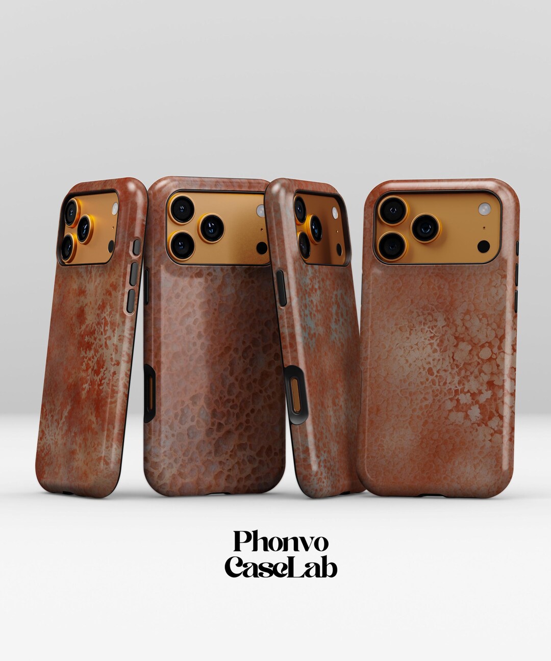 Rust Brown Textured Magsafe iPhone Tough Phone Case: Industrial ...