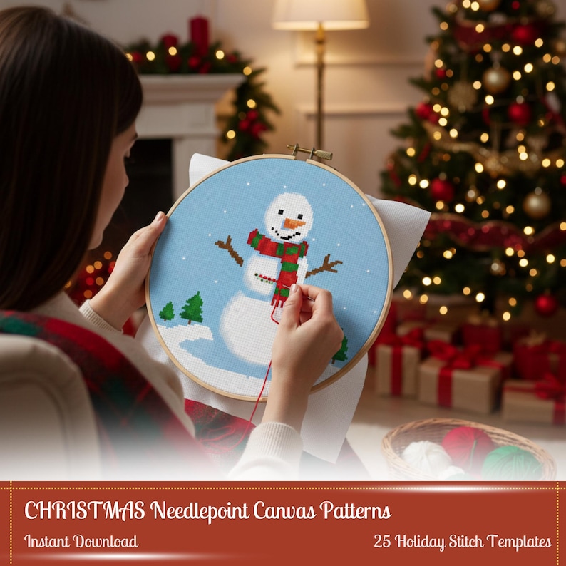 Christmas Needlepoint Canvas Patterns – 25 Holiday Stitch Templates ...