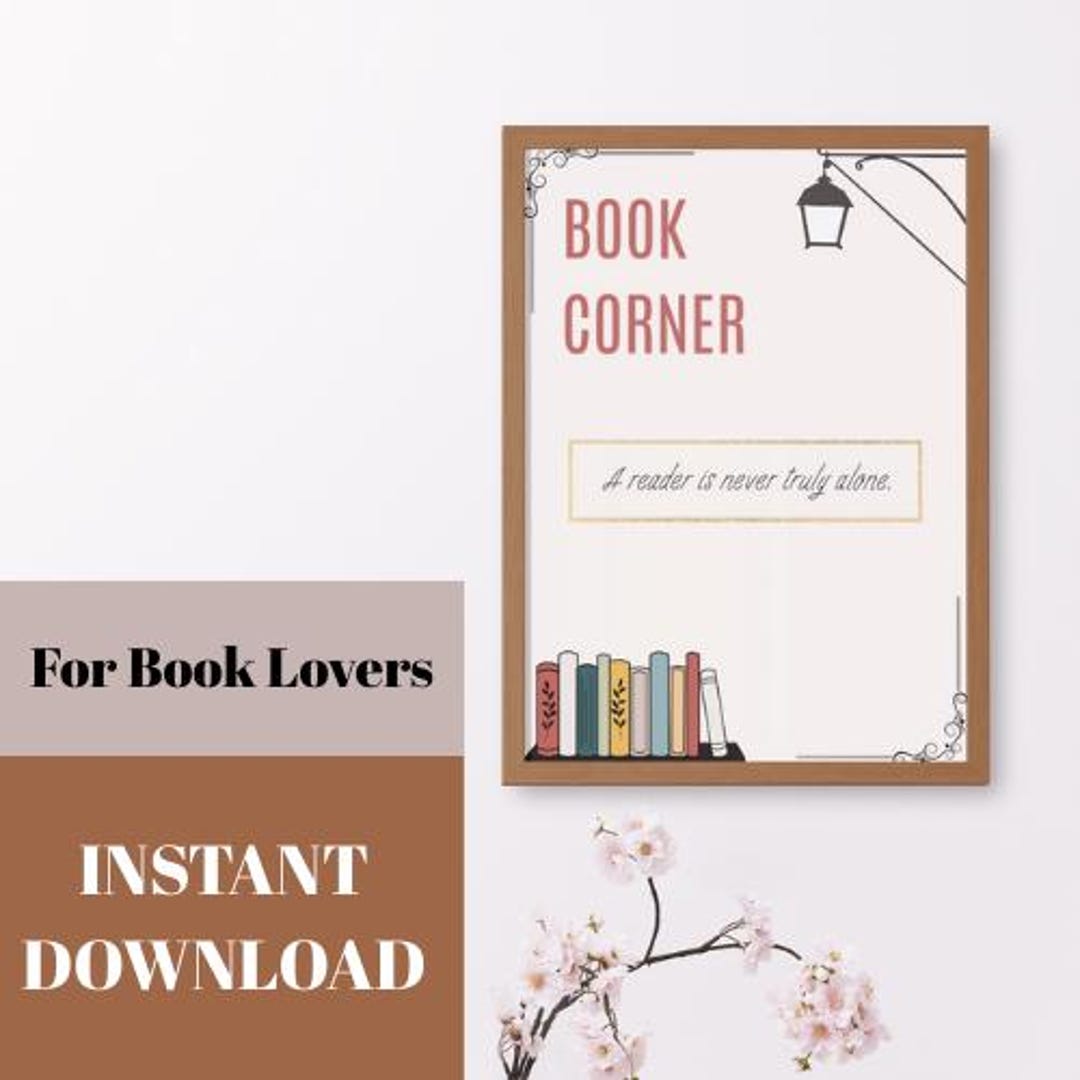 Minimalist & Cozy Book Corner Poster | Reading Nook Wall Art | Literary ...