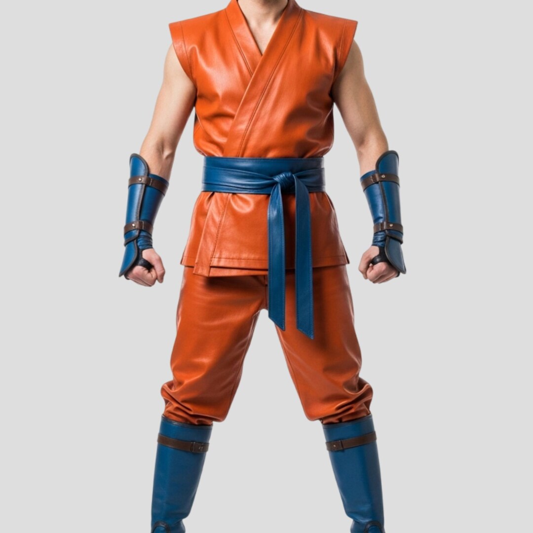Custom Goku Saiyan Two-piece Genuine Leather Costume for Men | Premium ...