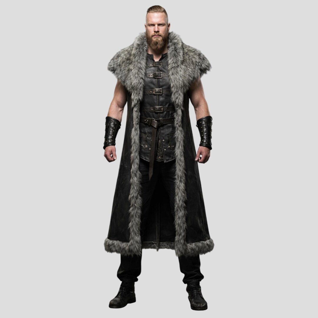Handcrafted Cowhide Medieval Fur Coat: Viking Warrior Costume - Etsy