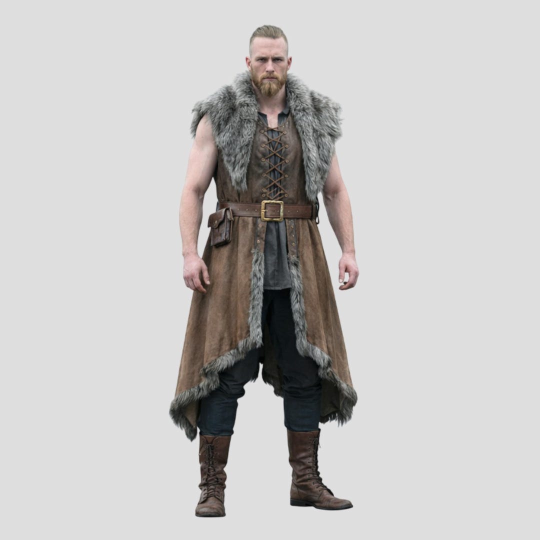 Handmade Cow Leather Medieval Fur Coat: Viking Warrior Costume - Etsy