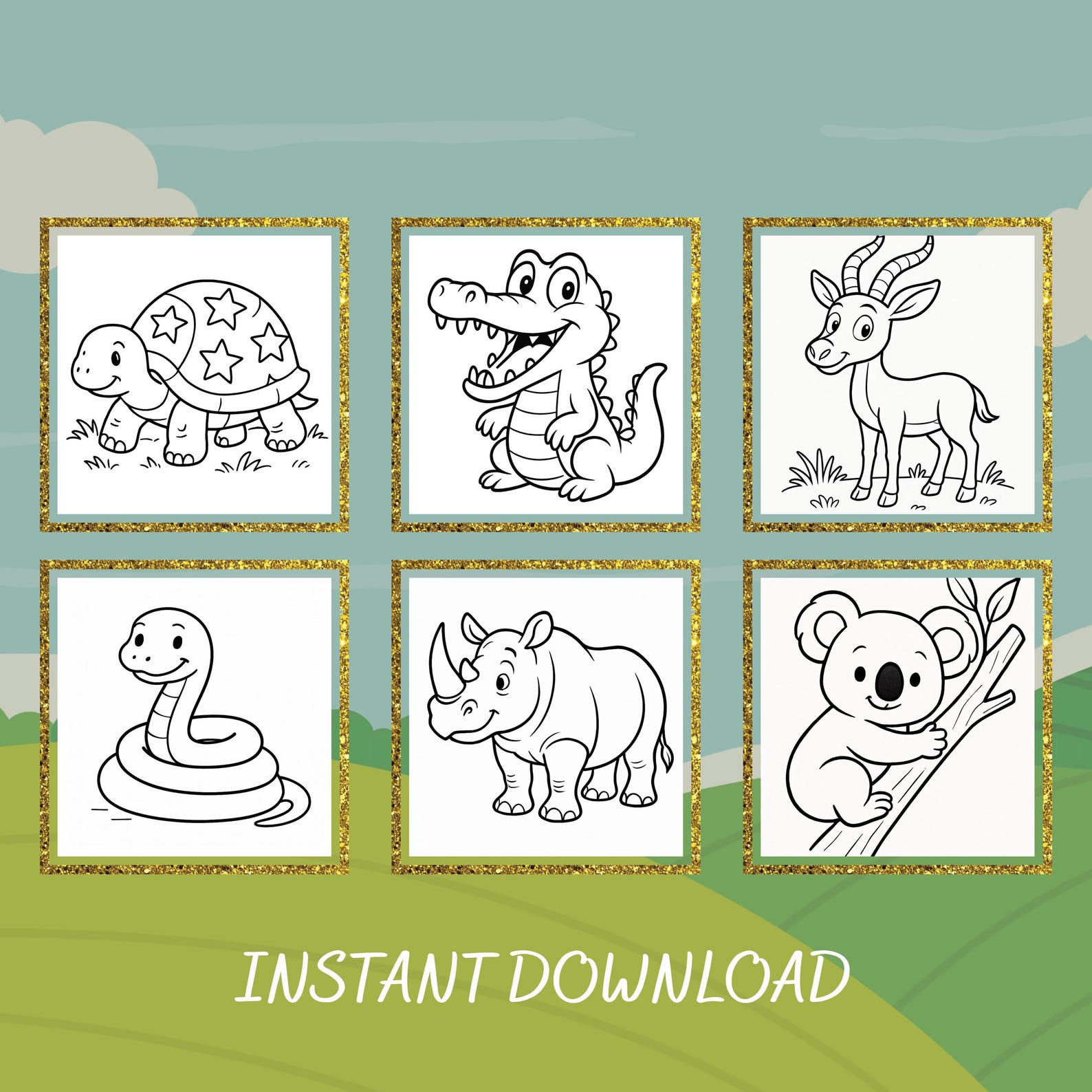 Jungle Animals Coloring Book: 50 Safari Activity Pages (PDF Download ...