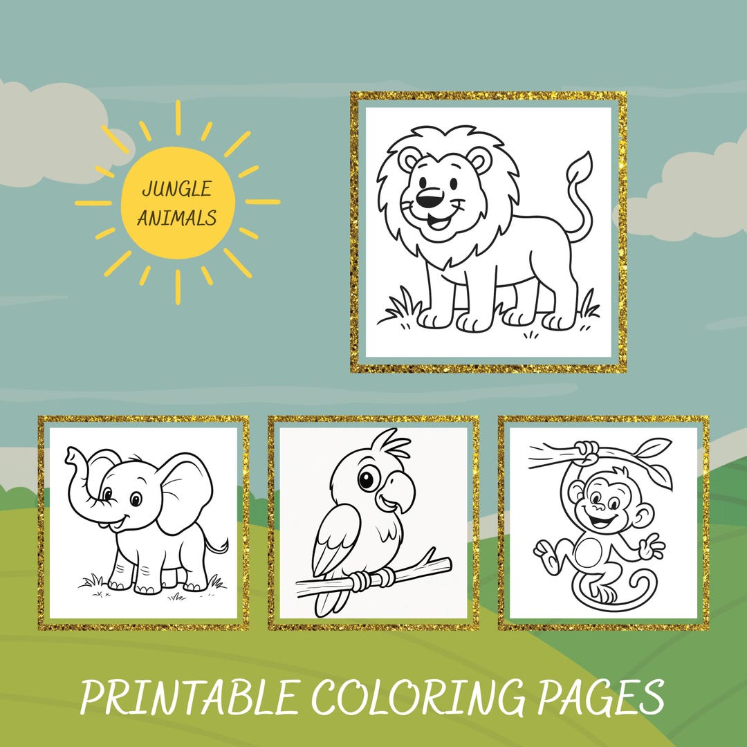 Jungle Animals Coloring Book: 50 Safari Activity Pages (PDF Download ...