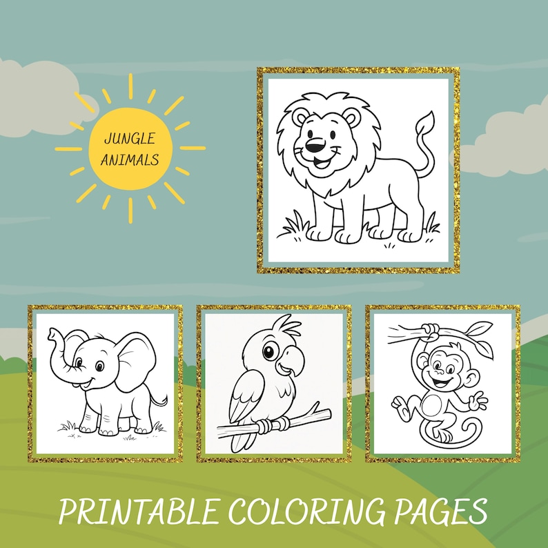 Jungle Animals Coloring Book: 50 Safari Activity Pages (PDF Download ...