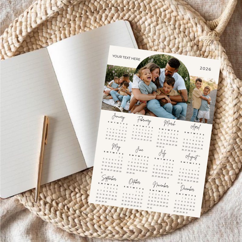 2026 Photo Calendar Template, Editable Family Gift (canva Printable ...