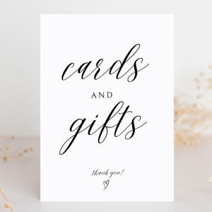 Editable Minimalist Cards and Gifts Wedding Sign, Simple Gift Table ...