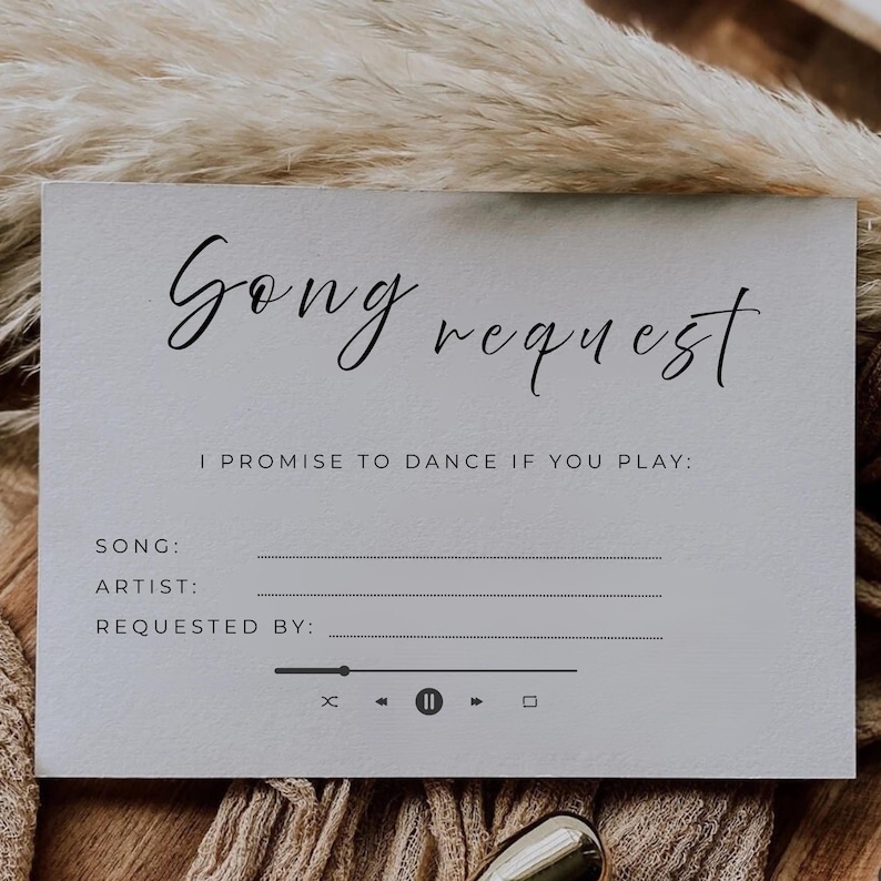 Wedding Song Request Card: Modern Minimalist Estelle Design (digital ...