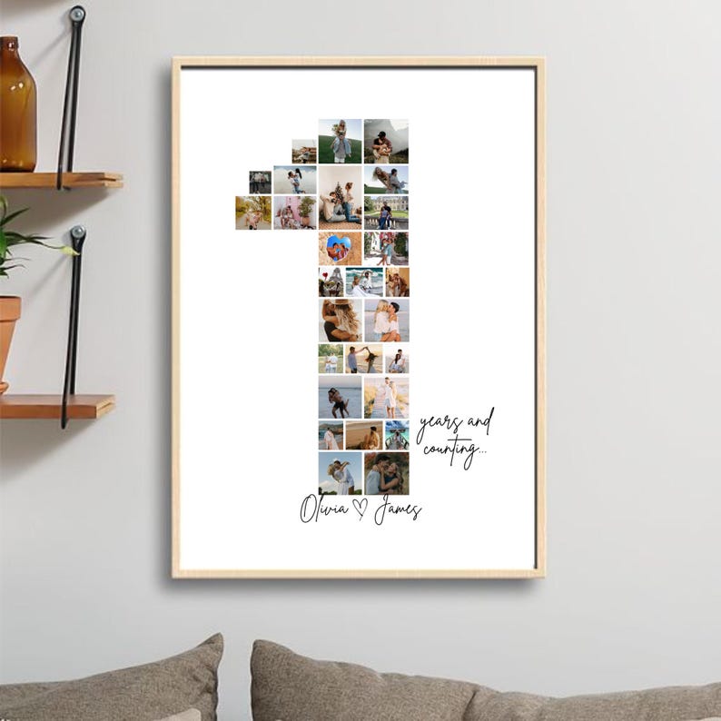 Custom 1st Anniversary Photo Collage Gift, Number One Template (digital ...