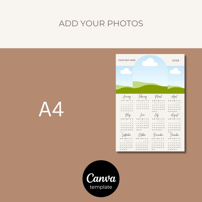2026 Photo Calendar Template, Editable Family Gift (canva Printable ...