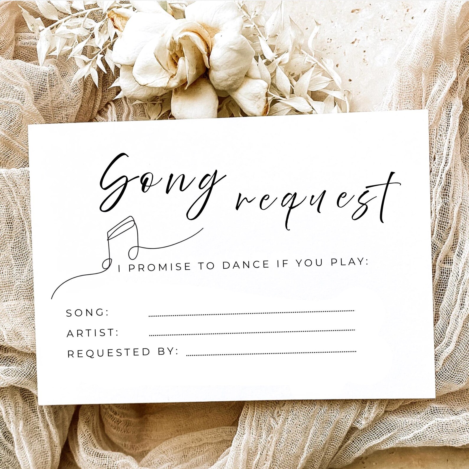 Wedding Song Request Card: Modern Minimalist Estelle Design (digital ...