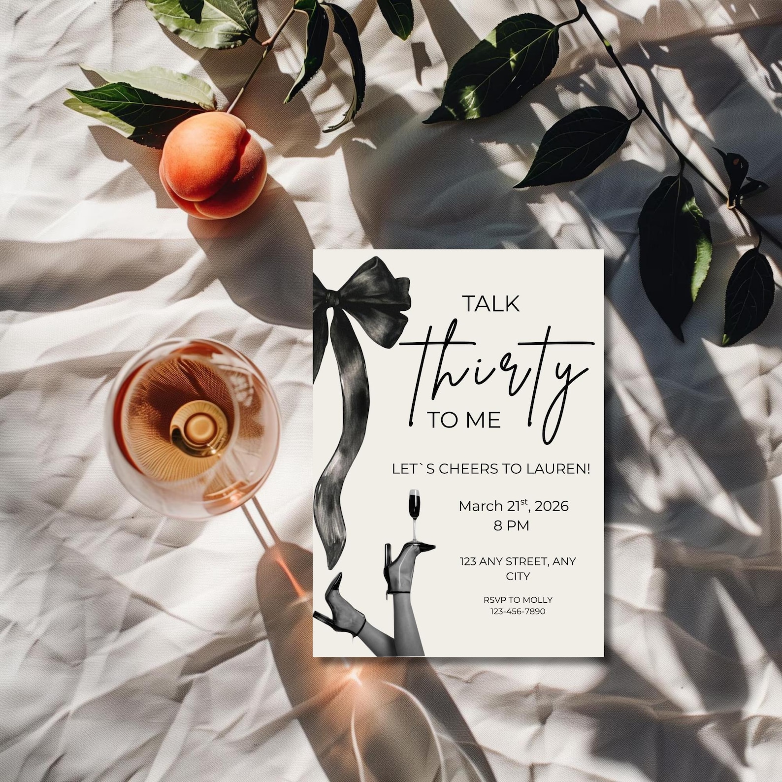 Talk Thirty to Me Printable Invitation: Martini 30th Birthday, Editable ...