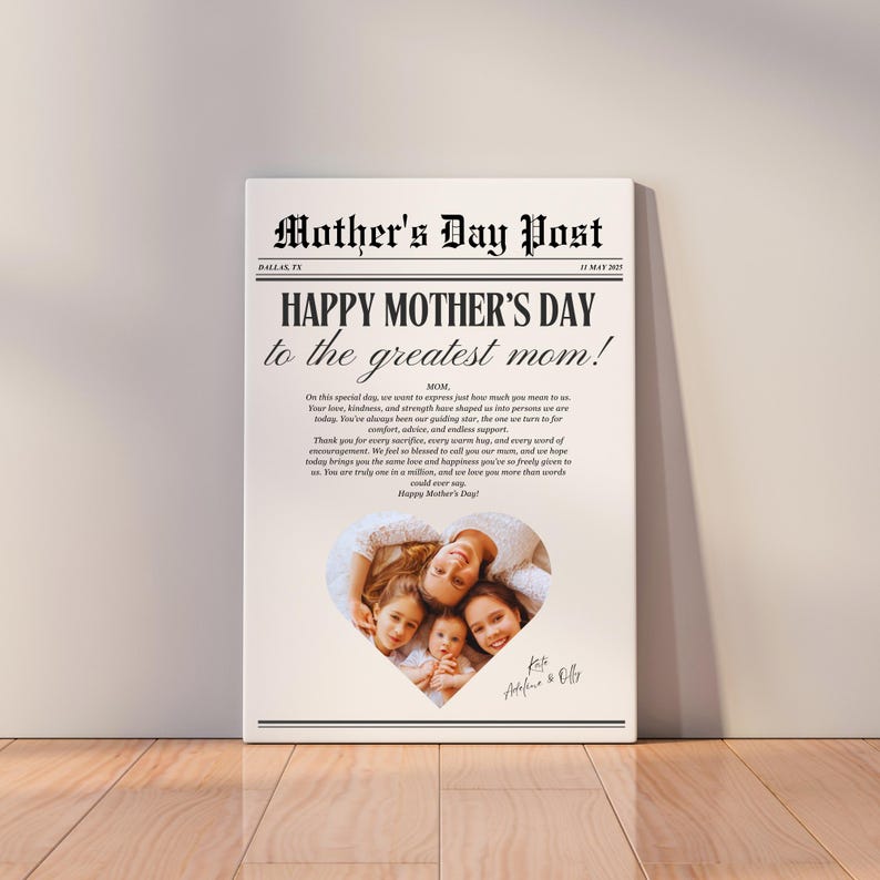 Personalized Mother's Day Newspaper Card Template (digital Download) - Etsy