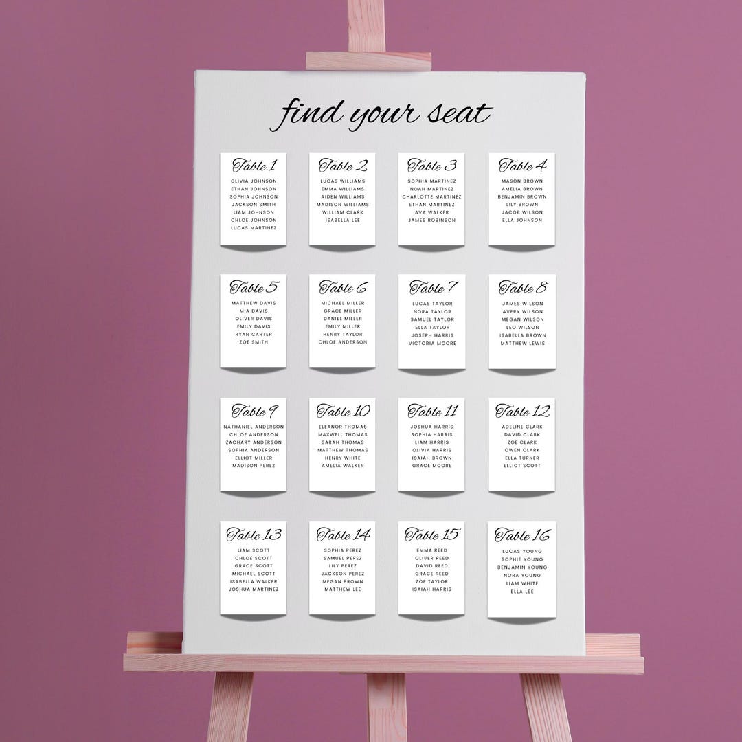 Seating Chart Cards Printable Wedding Table Numbers Seating Chart ...