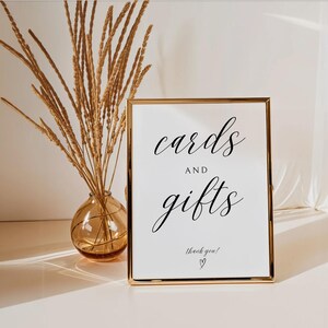 Editable Minimalist Cards and Gifts Wedding Sign, Simple Gift Table ...