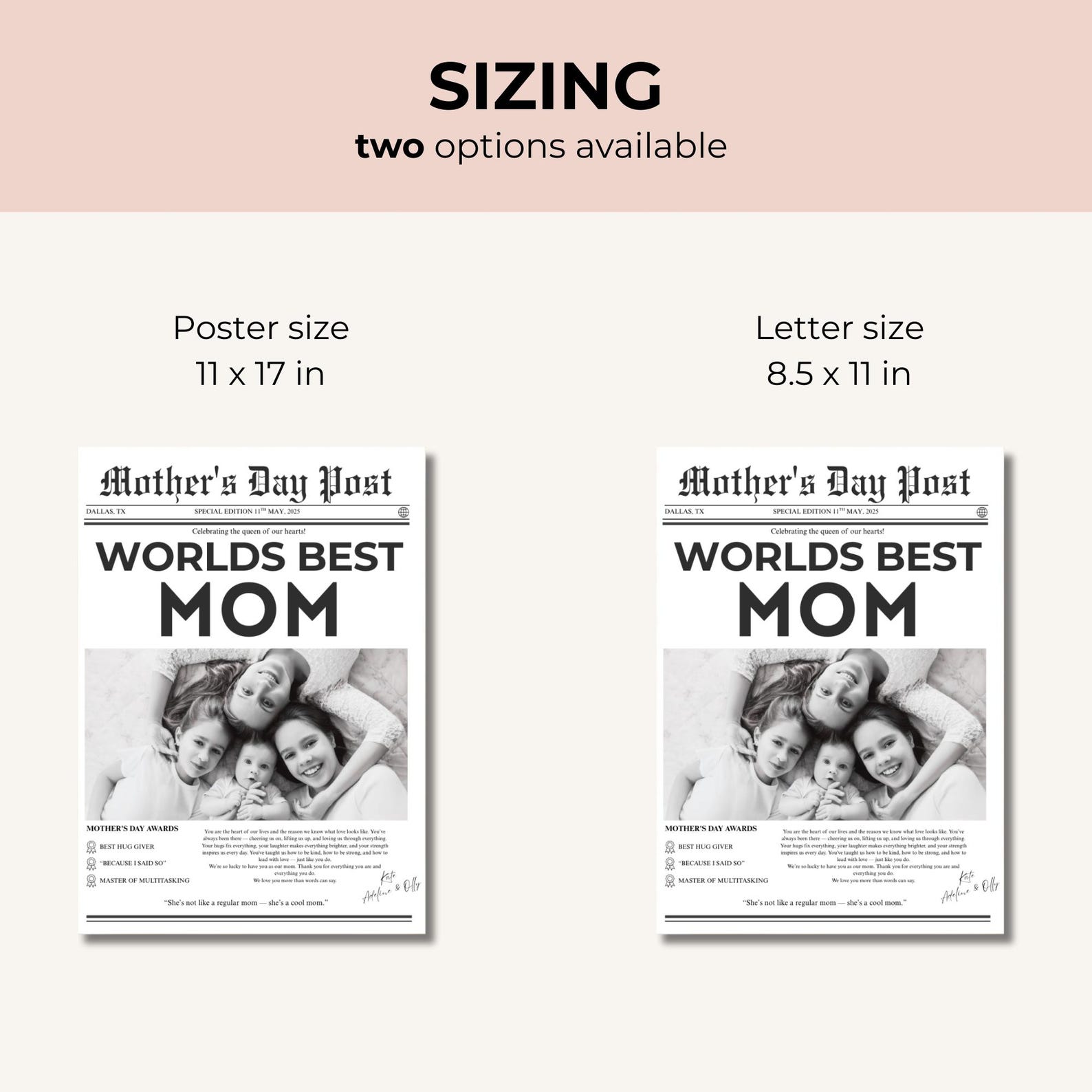 Mother's Day Newspaper Template: Personalized DIY Gift (canva) - Etsy