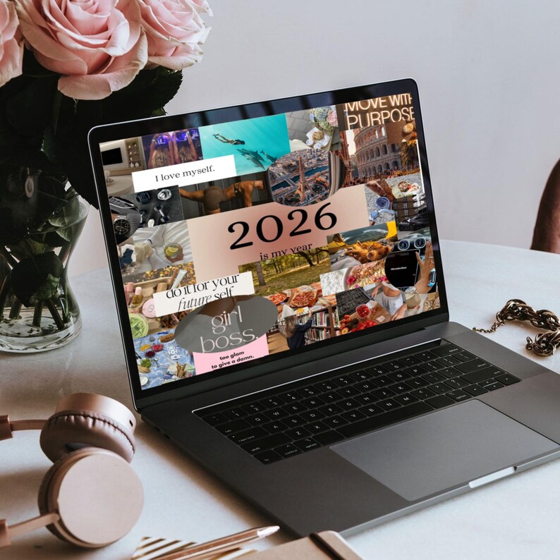 2026 Vision Board Templates, Editable Canva Mood Board Kit, 5 Layouts ...