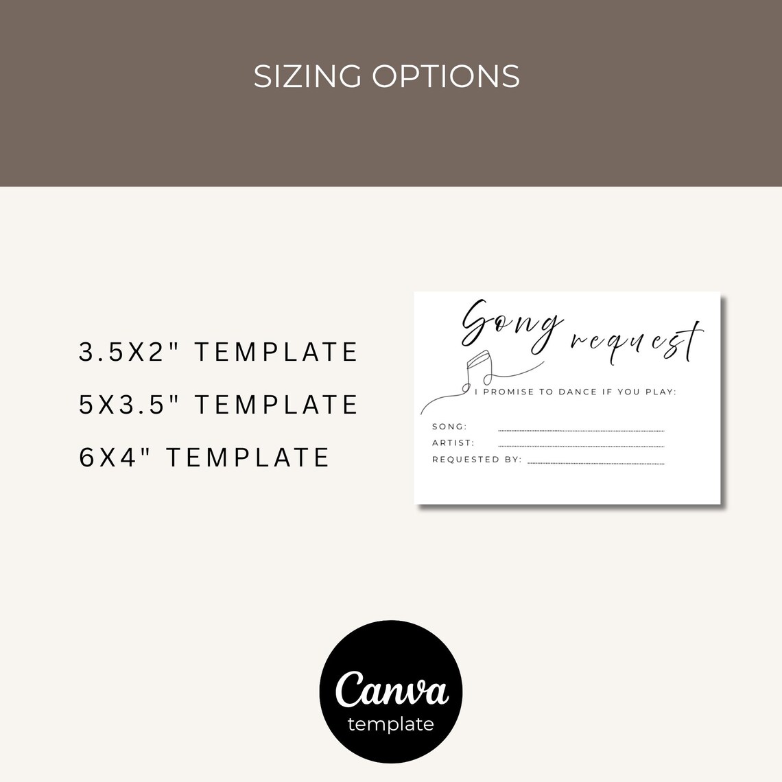 Wedding Song Request Card: Modern Minimalist Estelle Design (digital ...