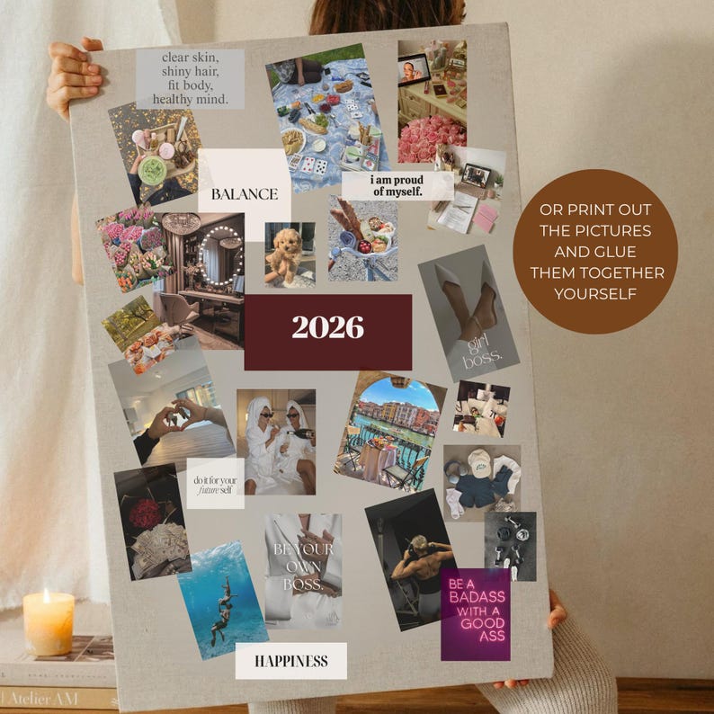 2026 Vision Board Templates, Editable Canva Mood Board Kit, 5 Layouts ...