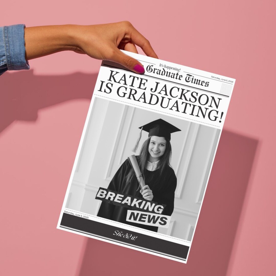 Editable Graduation Newspaper Template: Canva Party Favors (digital ...