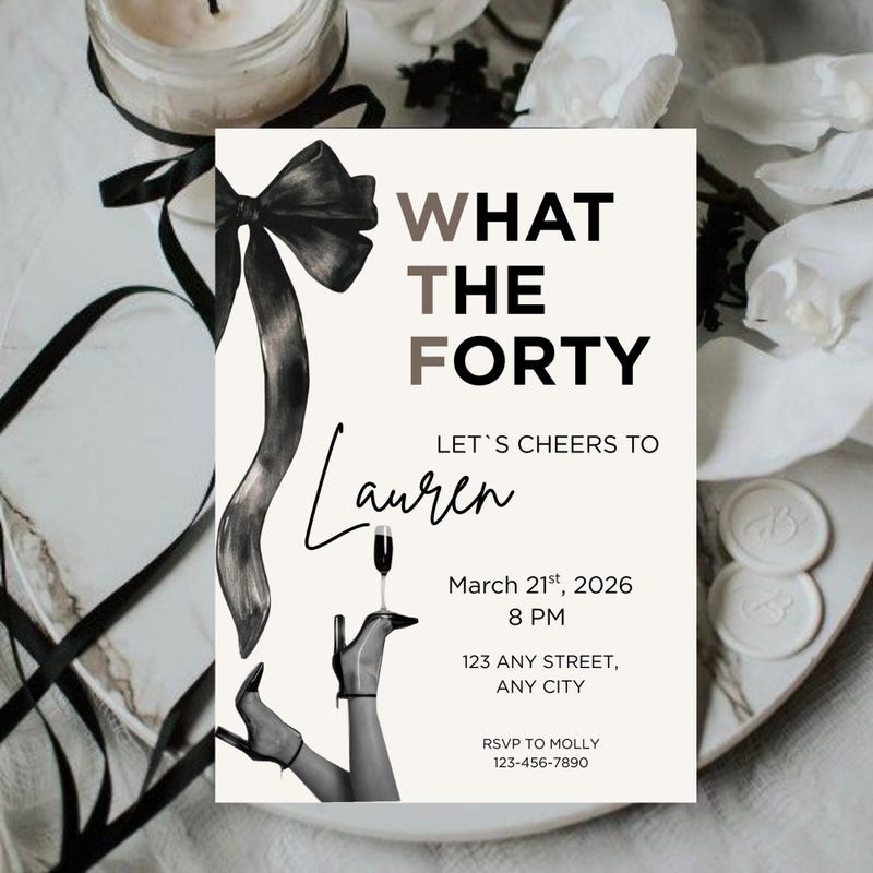 Black Bows Birthday Evite - Etsy