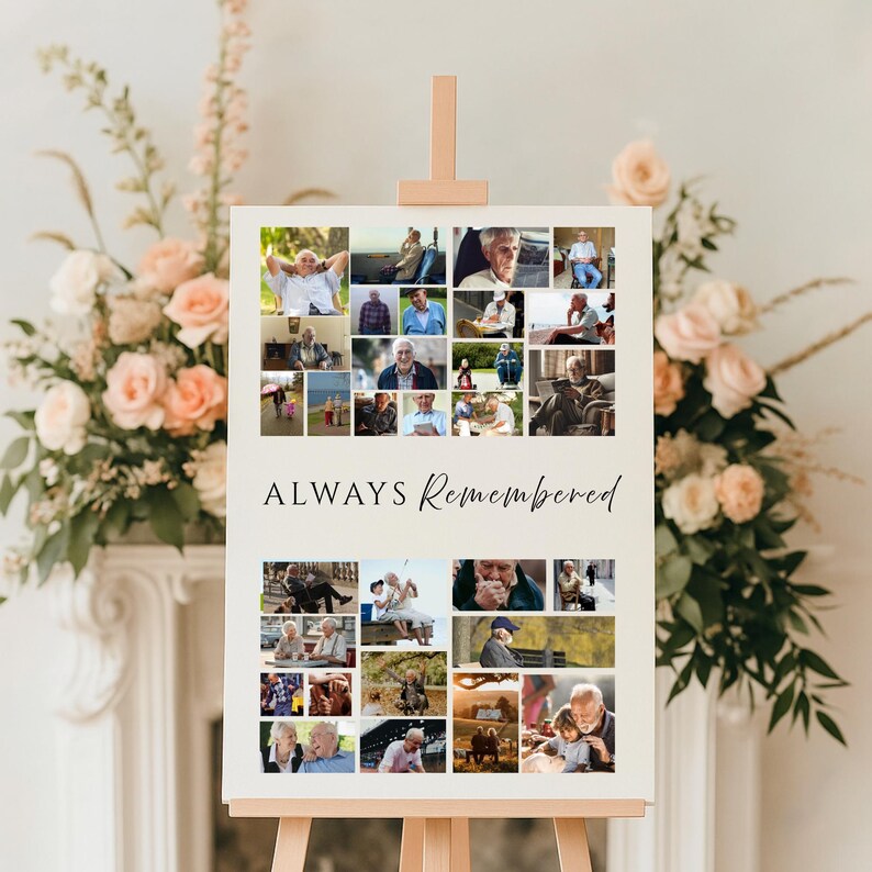 Celebration of Life Photo Collage Sign Set: Funeral Memorial Poster ...