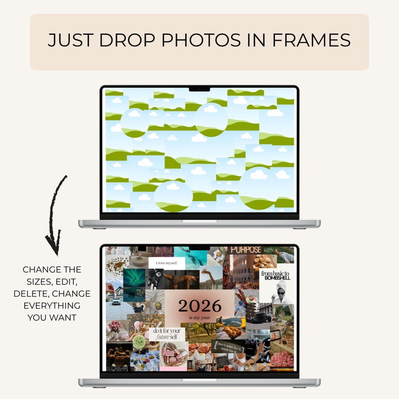 2026 Vision Board Templates, Editable Canva Mood Board Kit, 5 Layouts ...