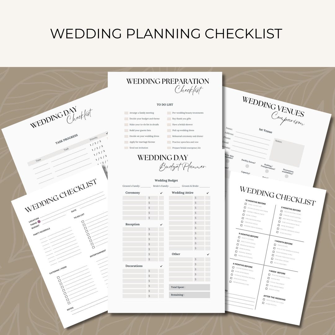 Wedding Planning Checklist, Printable Wedding Checklist Template ...
