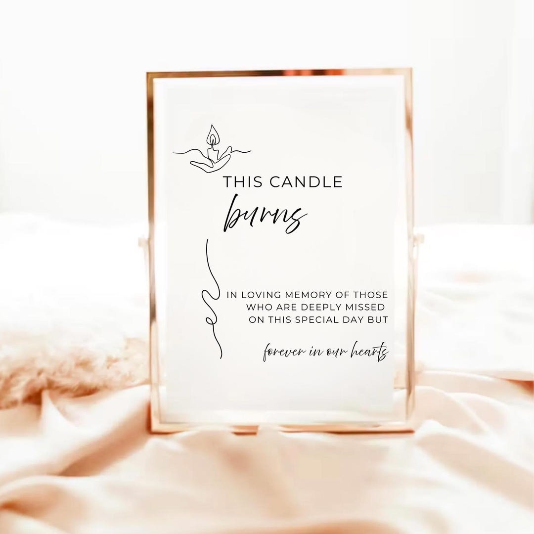 Memorial Candle Sign Template: Minimalist Wedding Remembrance (canva ...