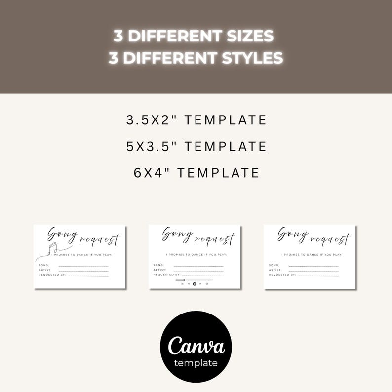 Wedding Song Request Card: Modern Minimalist Estelle Design (digital ...